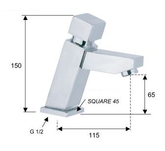 Designer Square Non Concussive Basin Tap - NotJustTaps.co.uk
