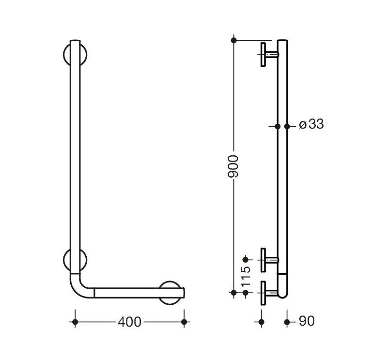 HEWI L-shaped Support Rail - NotJustTaps.co.uk
