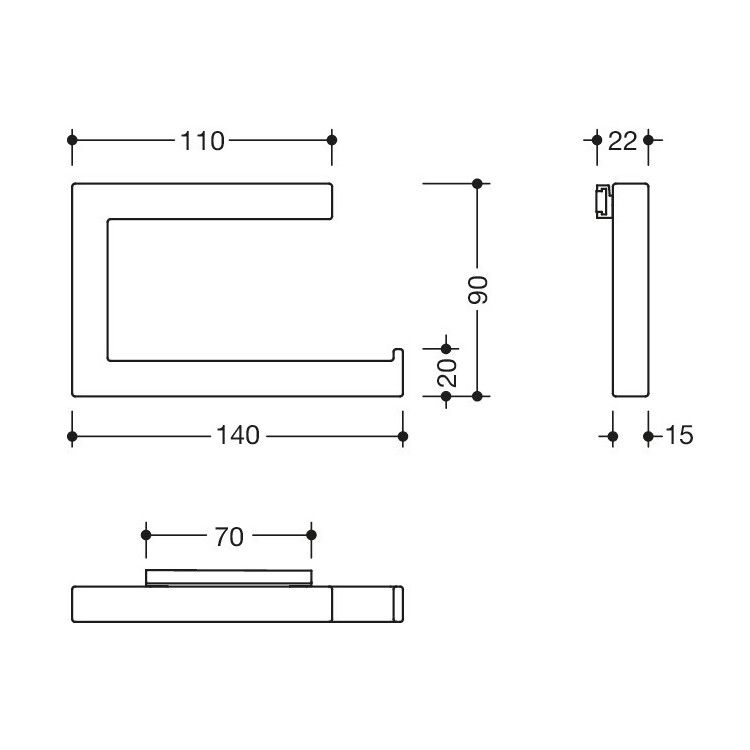 System 900Q Open Toilet Roll Holder - Black - NotJustTaps.co.uk
