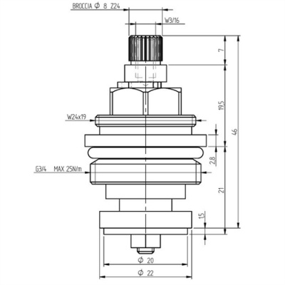 Tap Valves - 24 Teeth Splines - NotJustTaps.co.uk